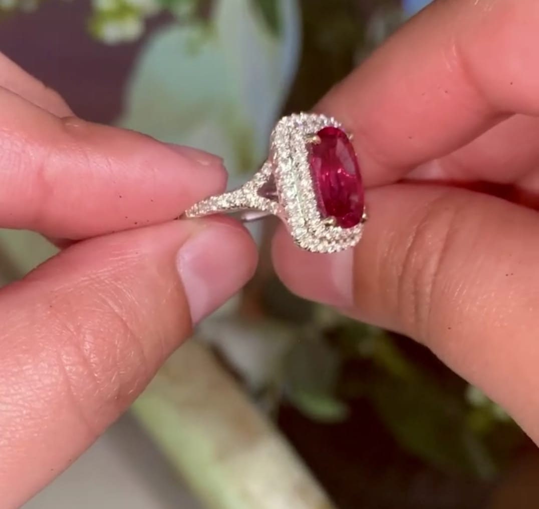 5 CT Red Oval Cut Ruby Diamond 10K 14K 18K Solid White and Rose Gold ...