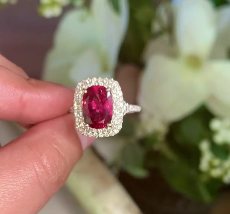 5 CT Red Oval Cut Ruby Diamond 10K 14K 18K Solid White and Rose Gold ...