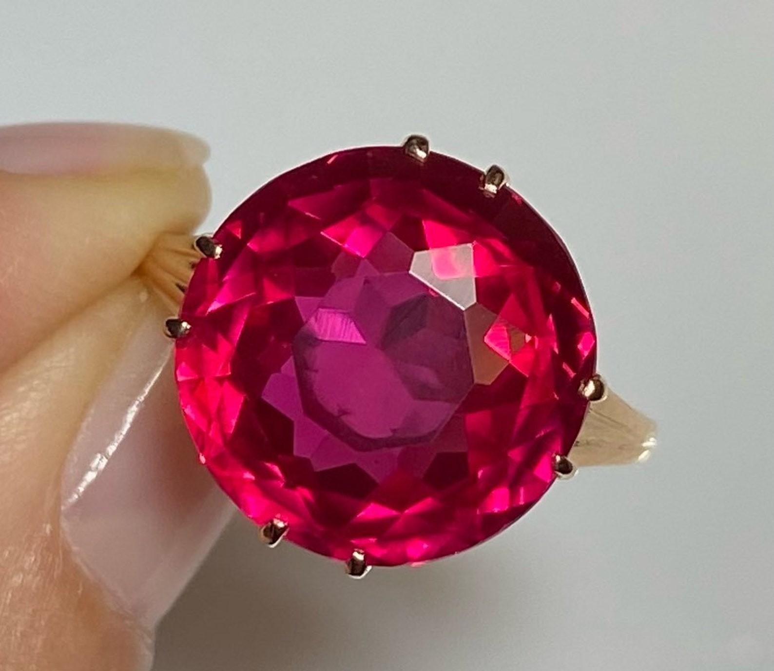 6 CT Red Round Cut Ruby 10K 14K 18K Solid Rose Gold Engagement Ring ...