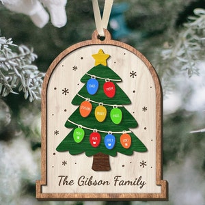 Personalized Family Christmas Ornaments 2024, 3D Wooden Christmas Tree ...