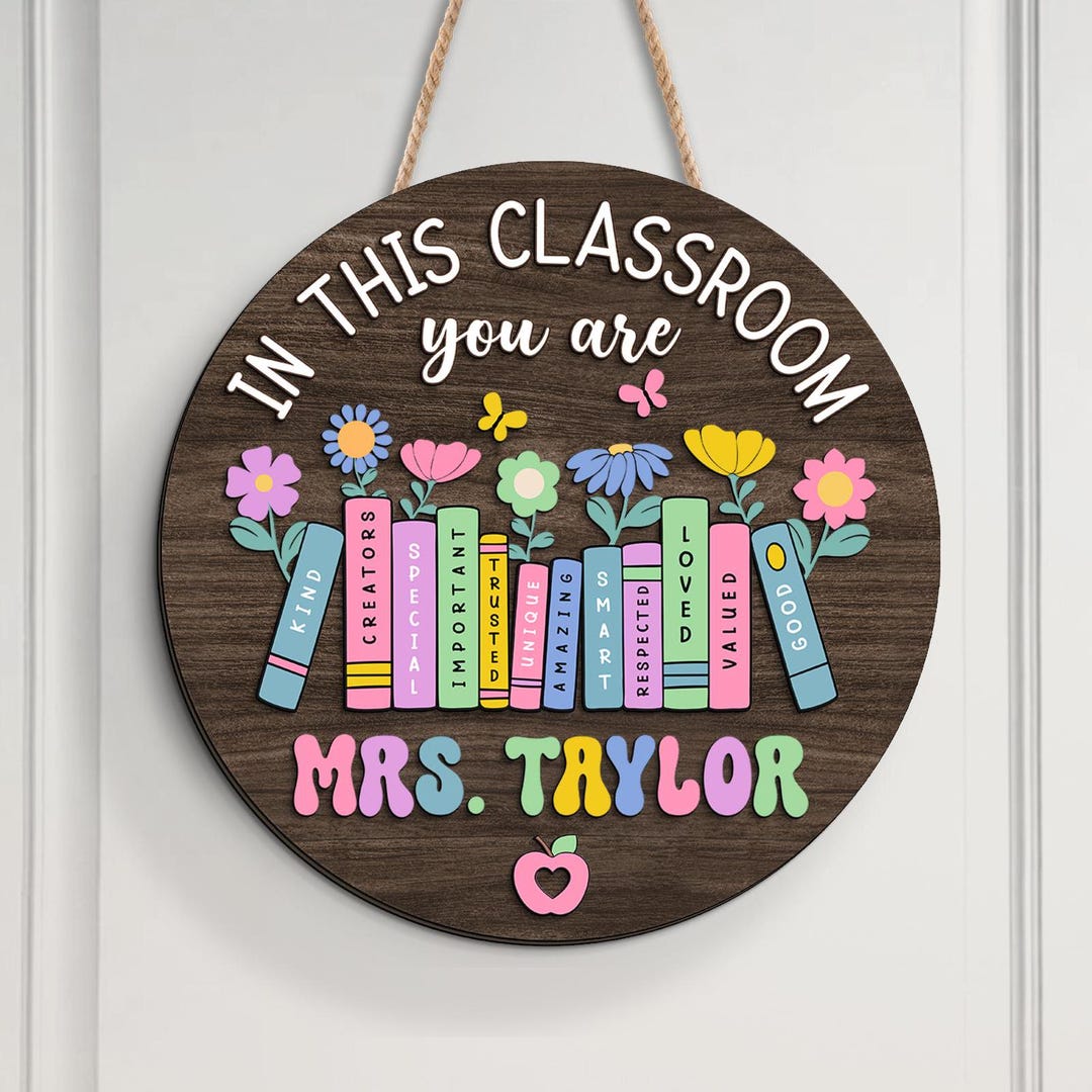 Personalized Teacher Door Sign: 3D Floral Classroom Decor - Etsy