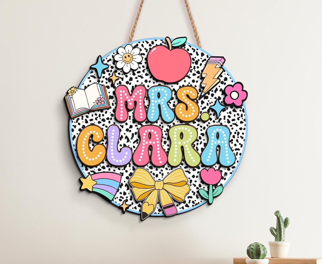 Custom Teacher Name Sign: 3D Classroom Door Hanger - Etsy