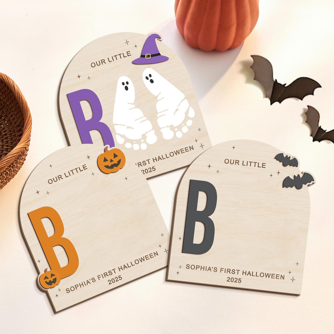 Personalized DIY Footprint Sign: Baby's First Halloween, My Little Boo ...