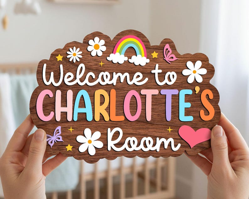 Personalized Kids Room Door Sign: Custom Name Nursery Decor, Pastel ...