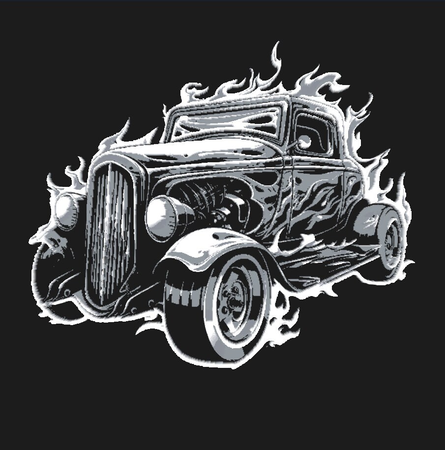 Hot Rod on Fire Textured Wall Art Powered by Hueforge Filament Painting ...