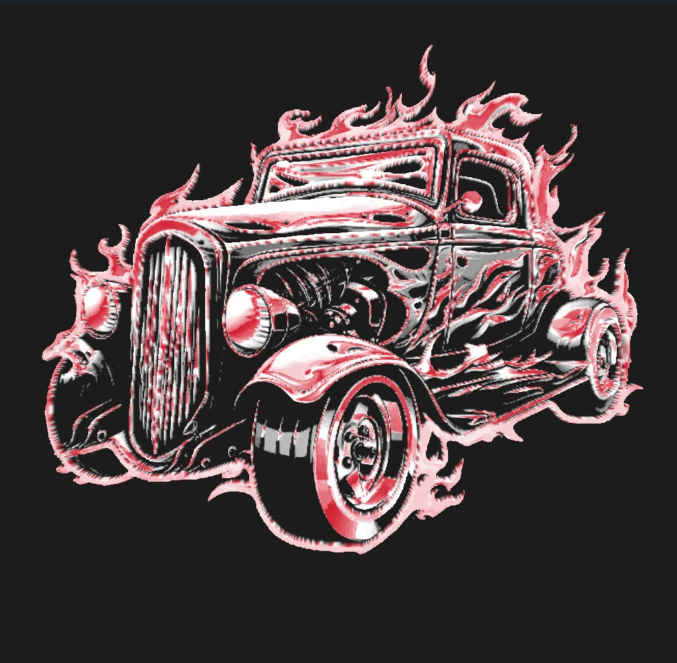 Hot Rod on Fire Textured Wall Art Powered by Hueforge Filament Painting ...