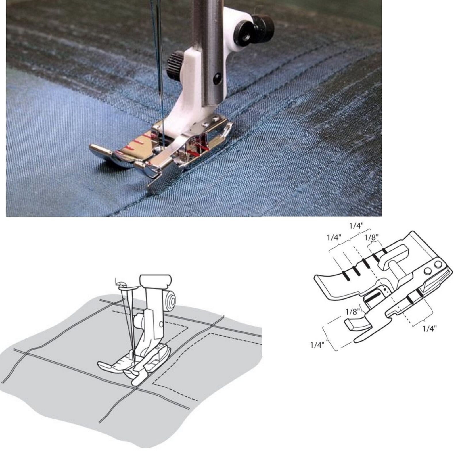Husqvarna Viking 1/4” Edge Stitching Foot for Group 7 & 955E 950E Quilt ...