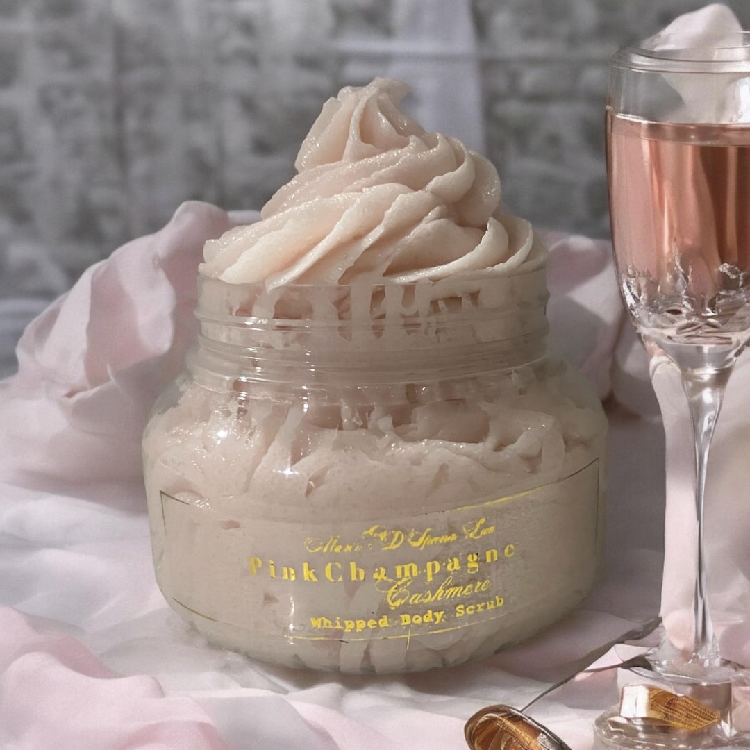 Pink Champagne Cashmere Body Scrub 8oz | Vegan Thick Body Lotion ...
