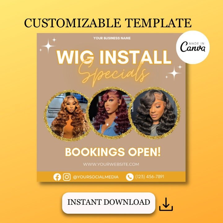Wig Install Flyer, DIY Hair Special Flyer, Hairstylist Appointments ...