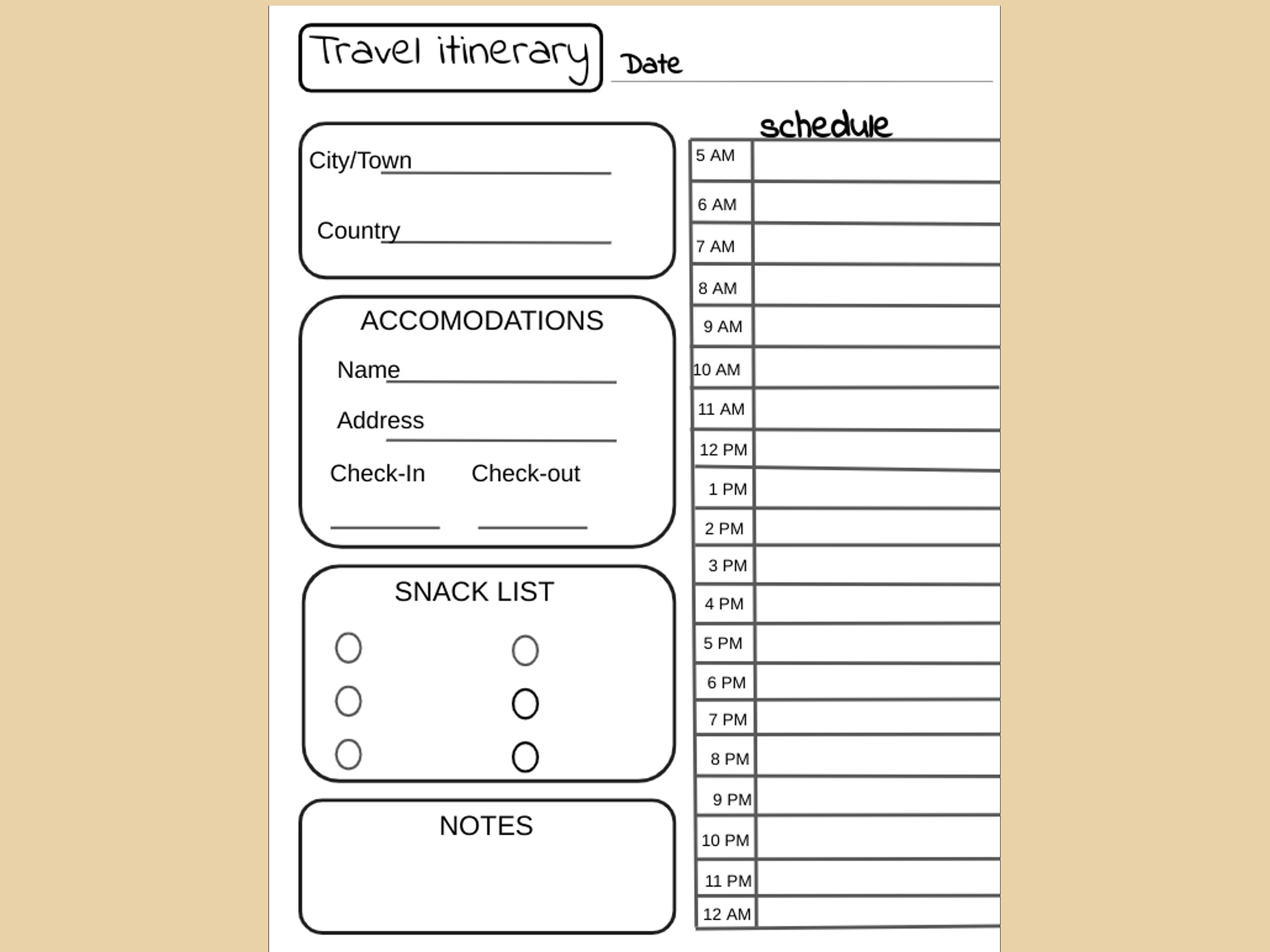 Digital Travel Itinerary / PDF/ Printable/ 8.5 X 11 - Etsy