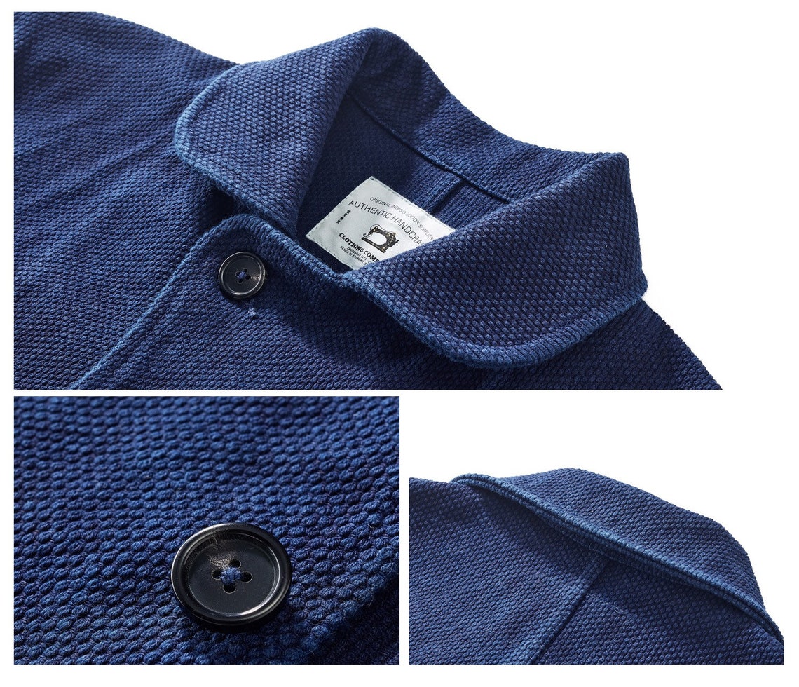 Indigo Blue French Worker Jacket Vintage Cardigan Coat - Etsy Canada