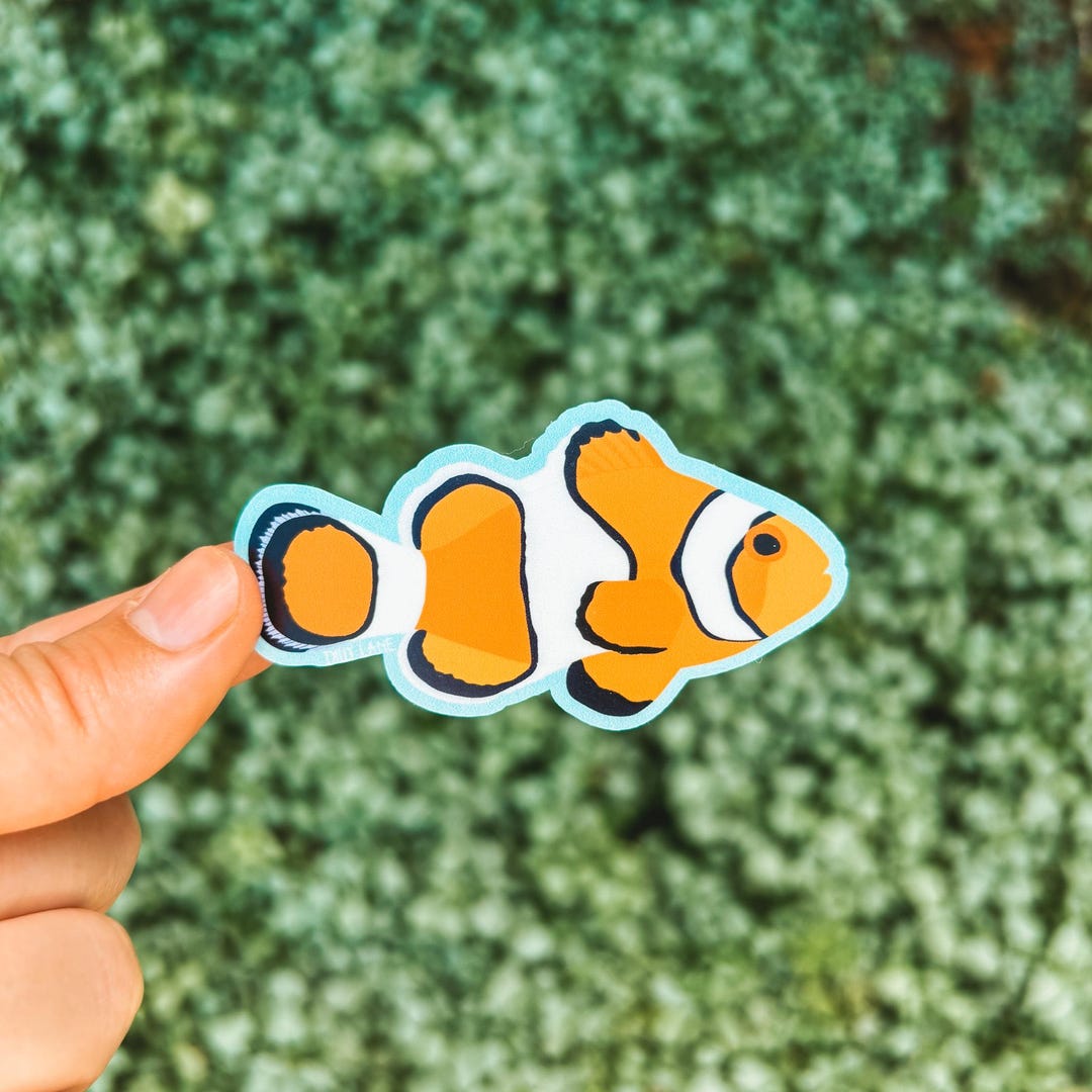 Vibrant Clown Fish Sticker | Waterproof Vinyl Decal for Laptops, Water ...