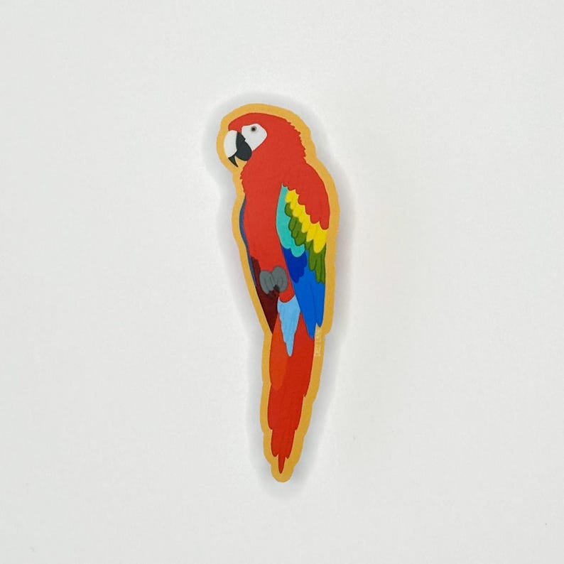 Vibrant Scarlet Macaw Parrot Sticker – Colorful Tropical Bird Decal for ...