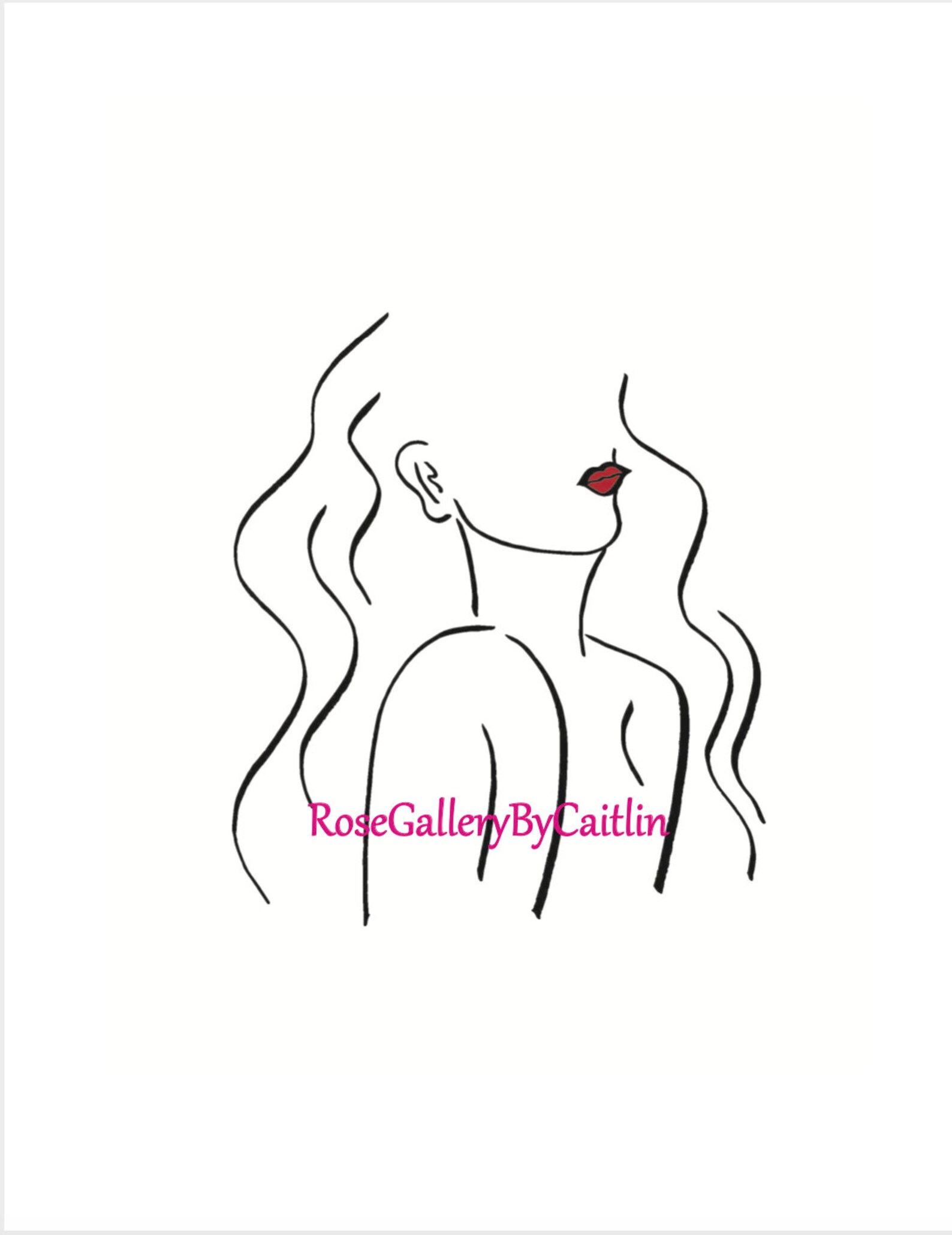 Black Line Art Print - Girl - Etsy