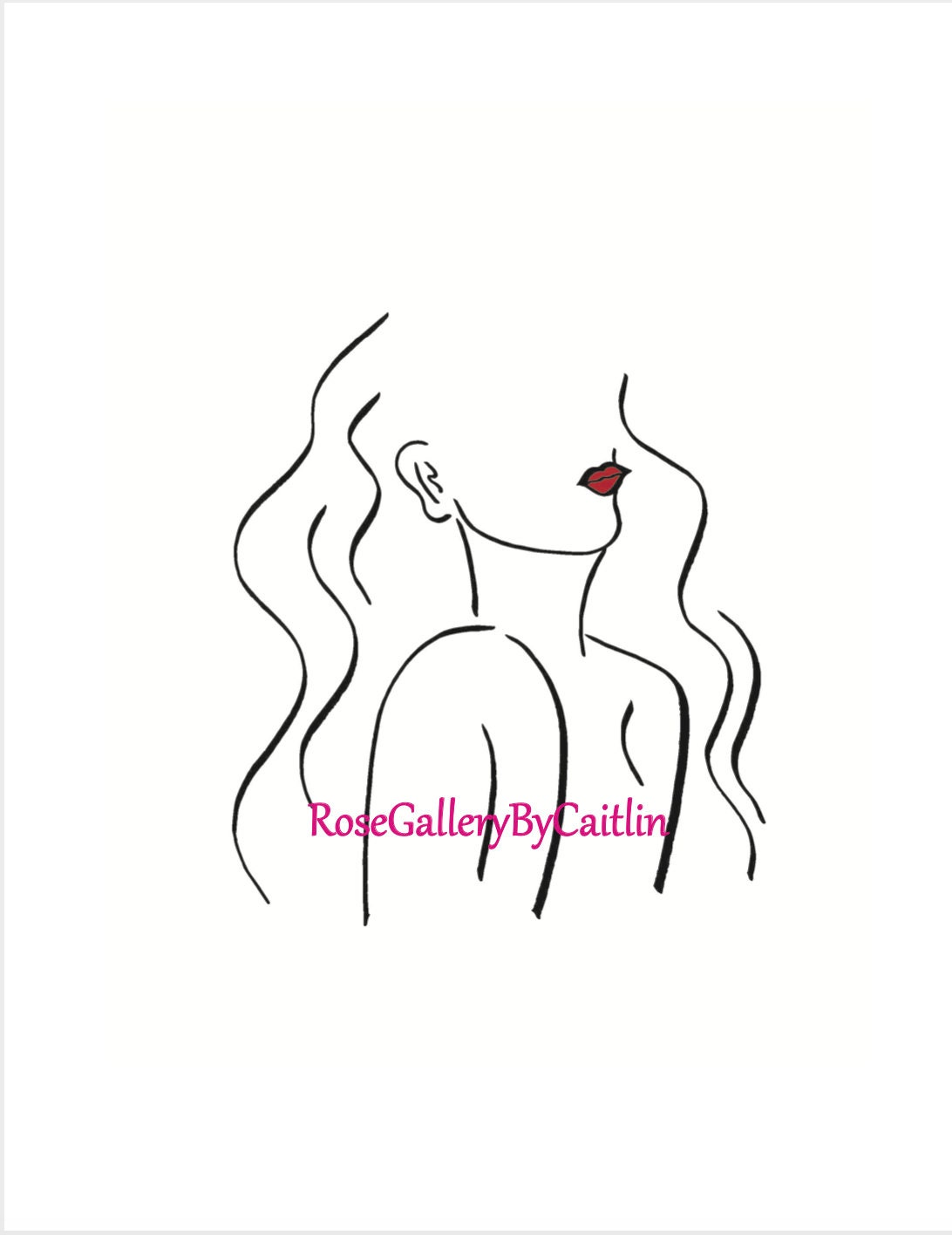 Black Line Art Print - Girl - Etsy