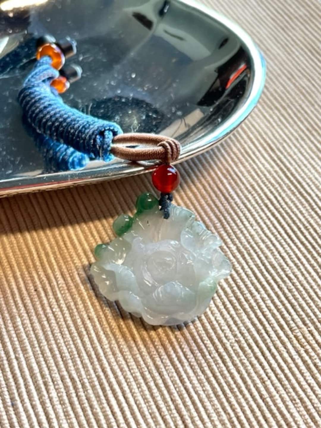 Icy Jade Flower Pendant Charm Jadeite Myanmar Burmese Green Rose Flower ...