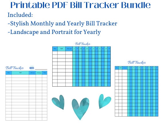 Stylish Printable PDF Bill Tracker - Etsy
