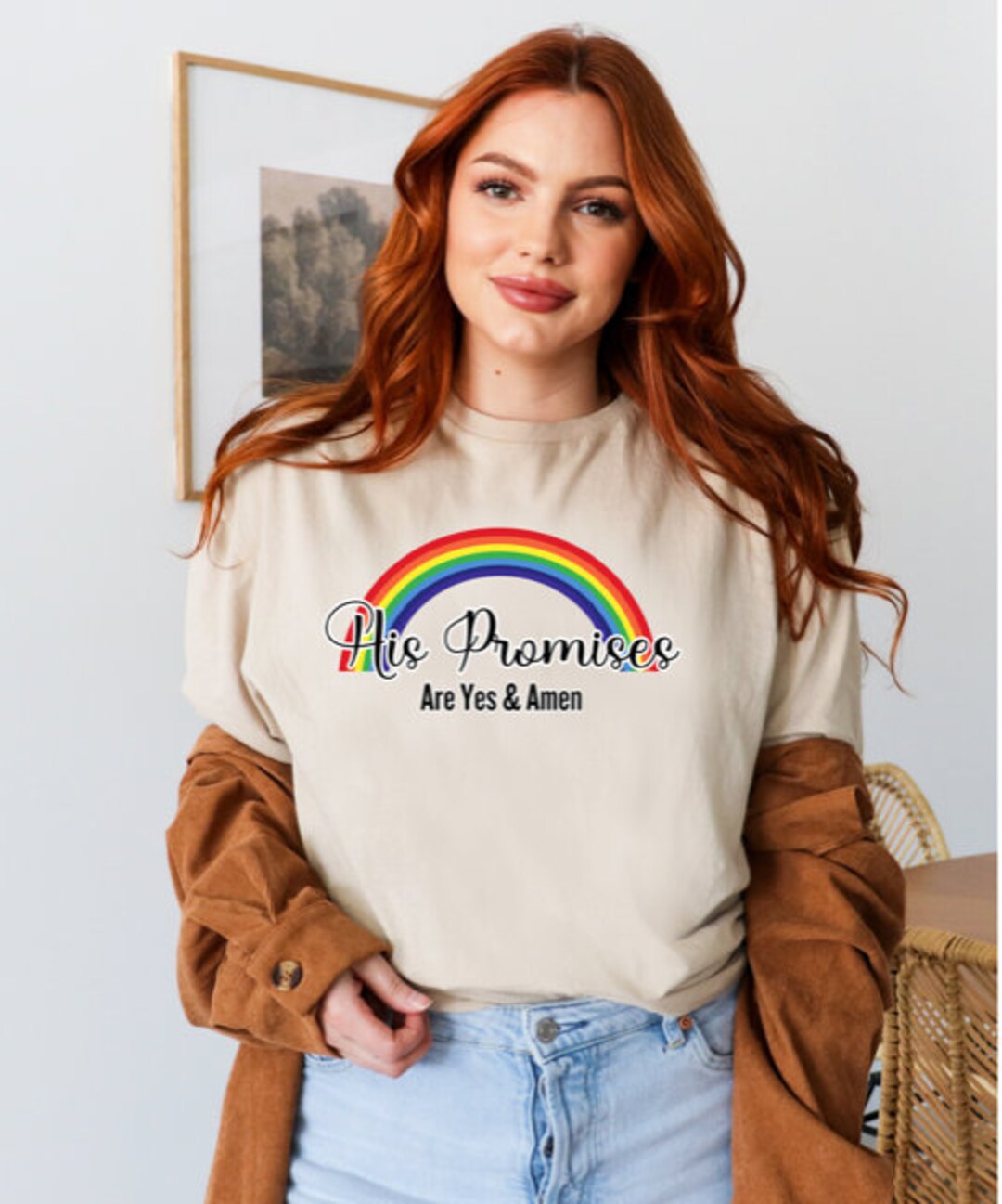 His Promises Are Yes and Amen Rainbow T-shirt, Christian Tee| Religious ...