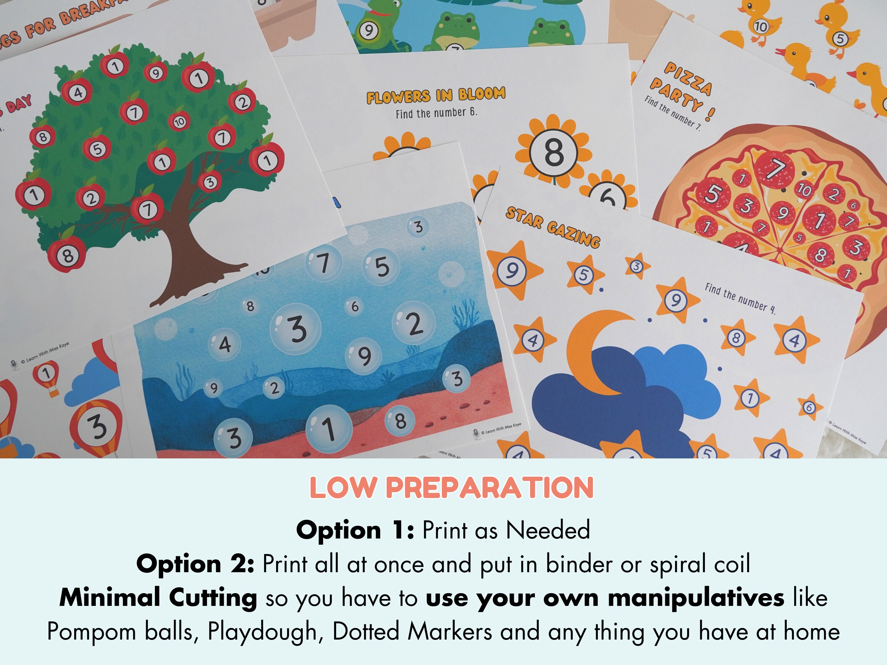 Toddler Preschool Busy Book Printable LOW Prep NUMBERS Learning Binder ...