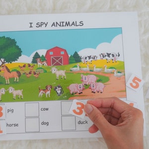 Farm Animals Activity Worksheet for Toddler Busy Book | Preschool ...