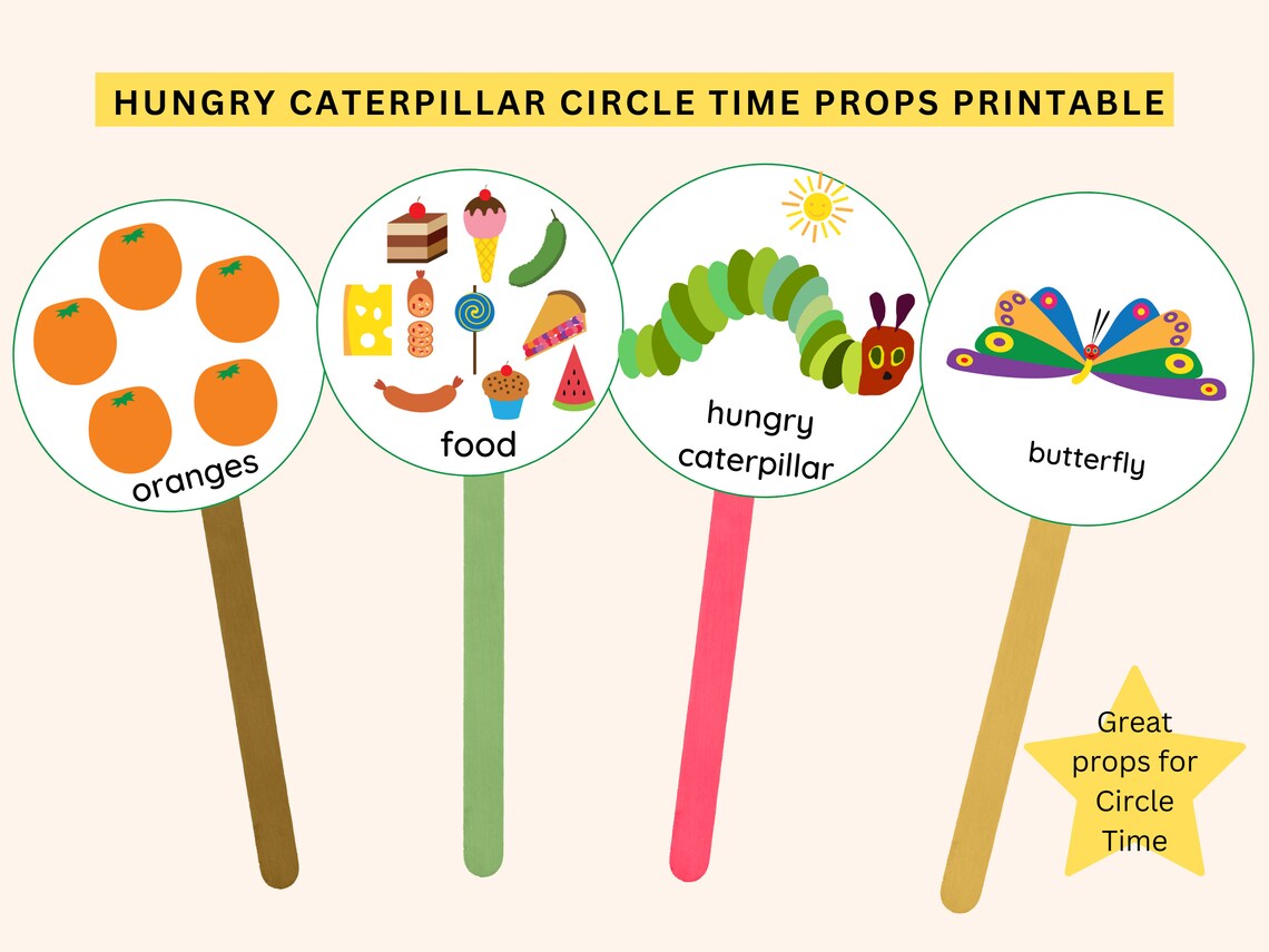 The Very Hungry Caterpillar Circle Time Props for Toddler, Preschool ...