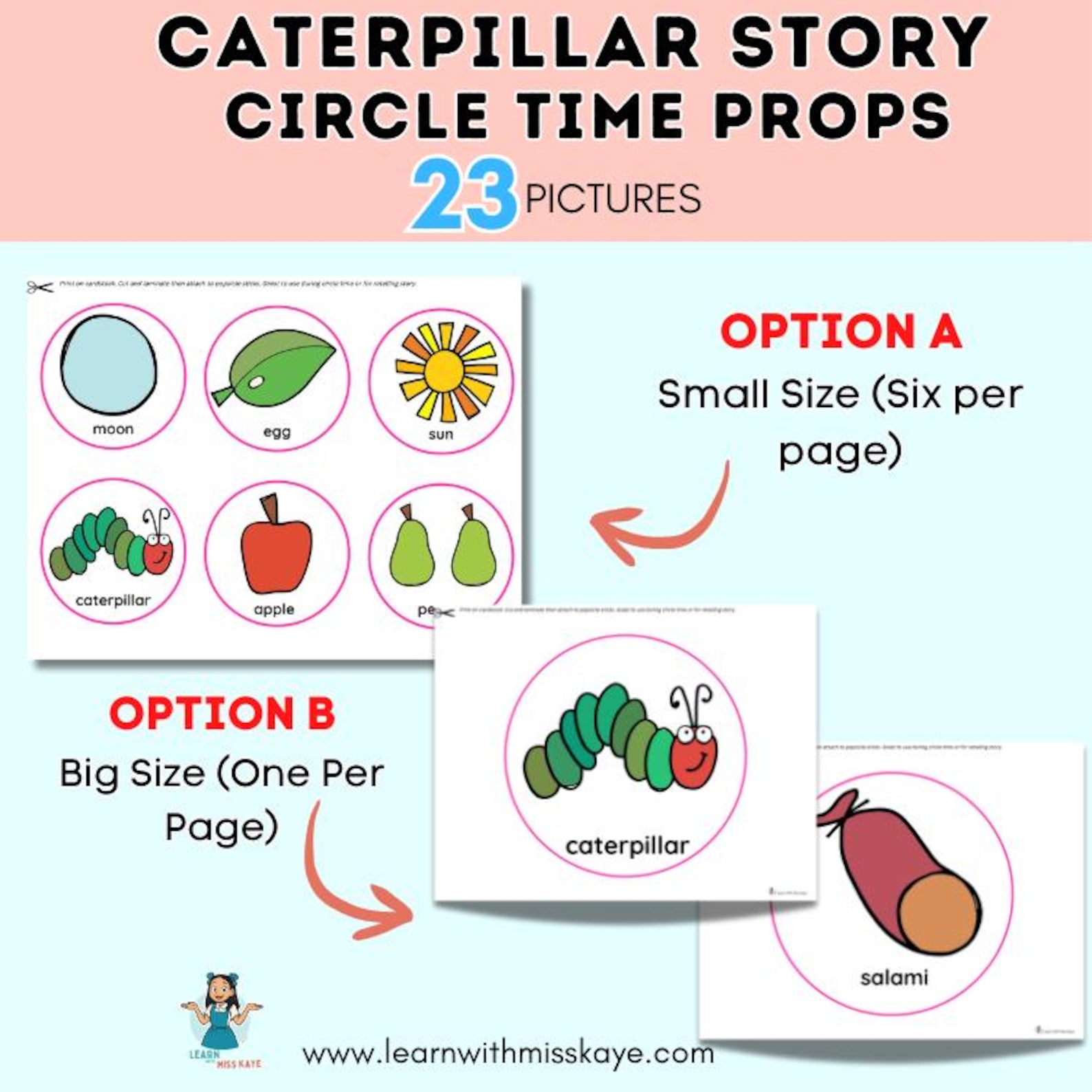 The Very Hungry Caterpillar Story Circle Time Visuals for Preschool ...