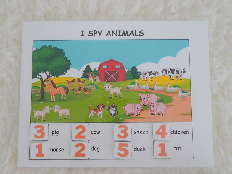 Farm Animals Activity Worksheet for Toddler Busy Book | Preschool ...