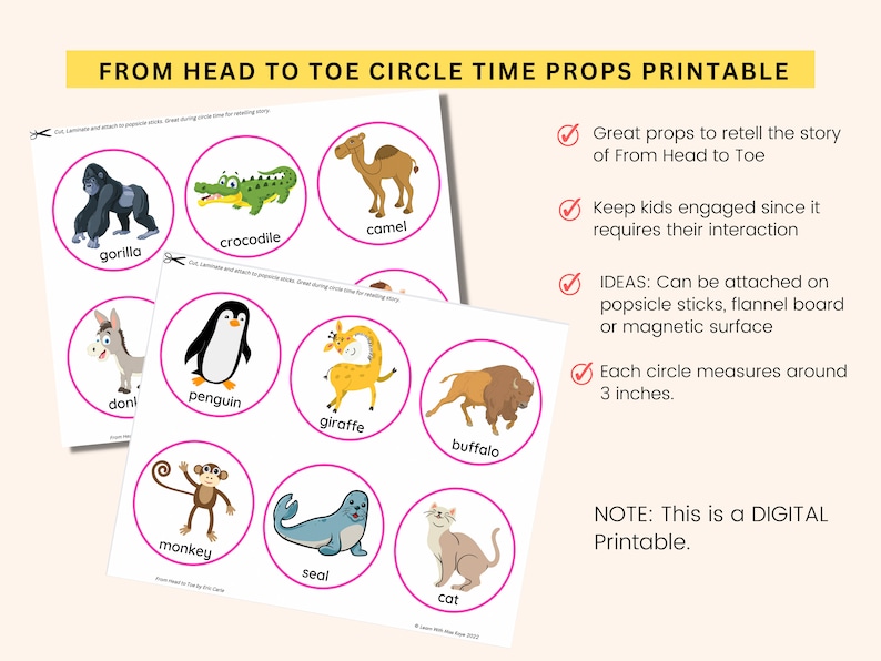 Eric Carle From Head to Toe Story Props (digital Download) - Etsy