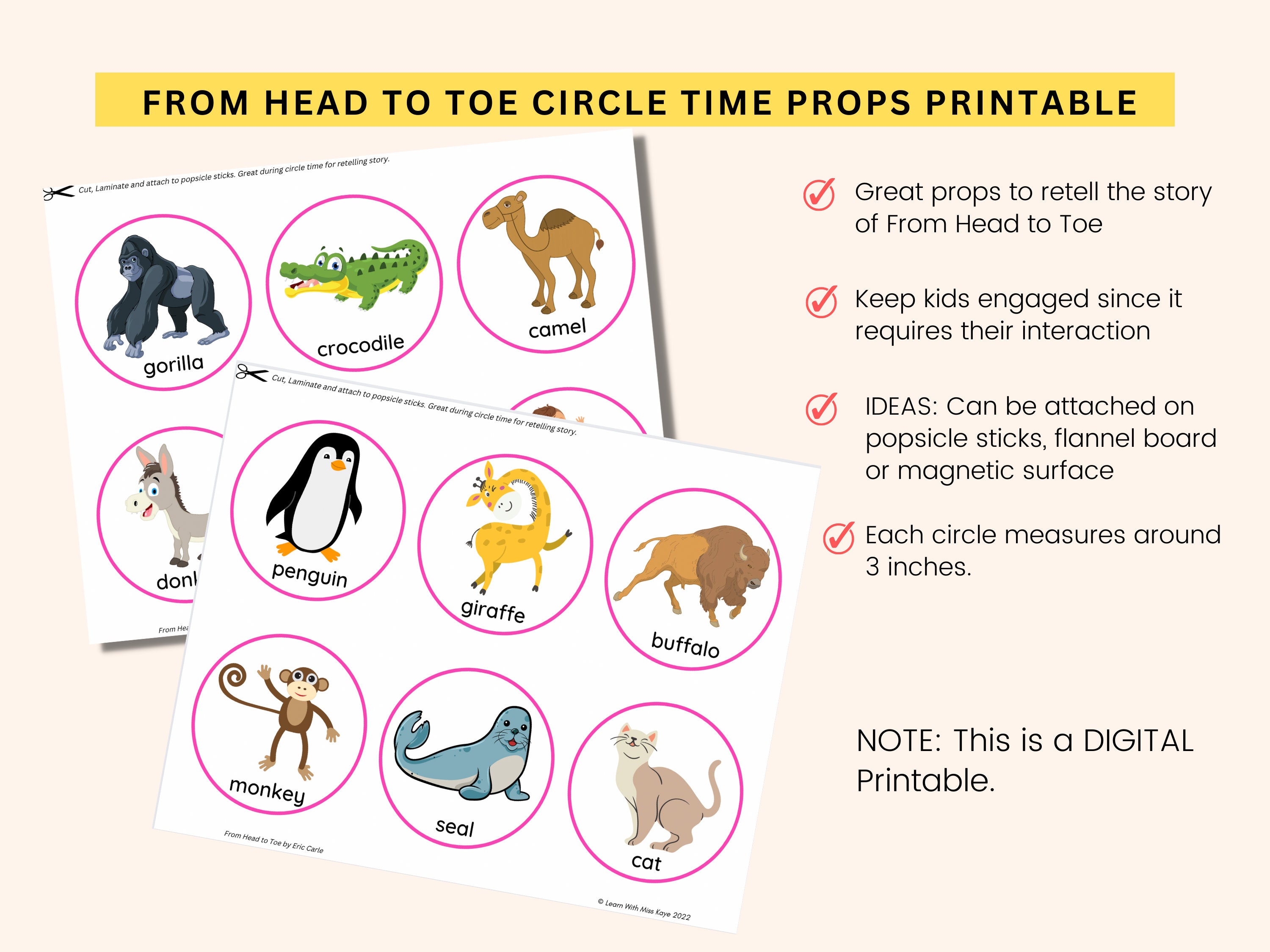 Eric Carle From Head to Toe Story Props (digital Download) - Etsy