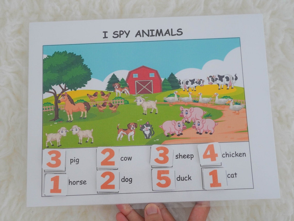 Farm Animals Activity Worksheet for Toddler Busy Book | Preschool ...