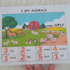 Farm Animals Activity Worksheet for Toddler Busy Book | Preschool ...