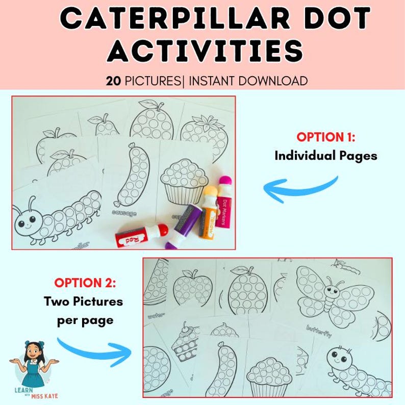 The Very Hungry Caterpillar Dot Marker Activities | Low Prep Fine Motor ...