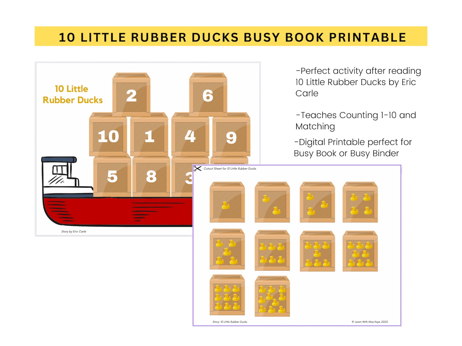 Eric Carle 10 Little Rubber Ducks Printable: Toddler Counting Activity ...