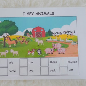 Farm Animals Activity Worksheet for Toddler Busy Book | Preschool ...