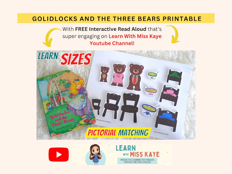 Goldilocks and Three Bears Activity: Sizes & Matching (PDF) - Etsy