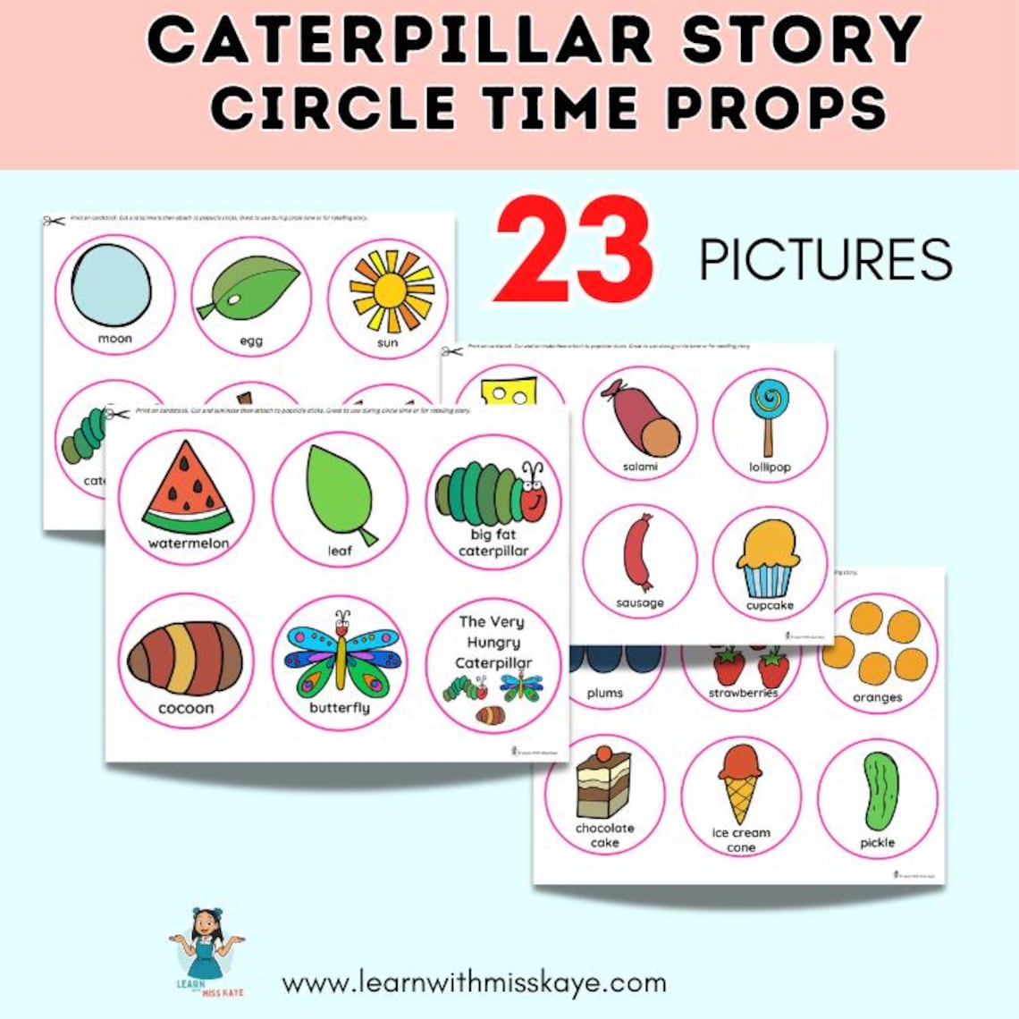 The Very Hungry Caterpillar Story Circle Time Visuals for Preschool ...