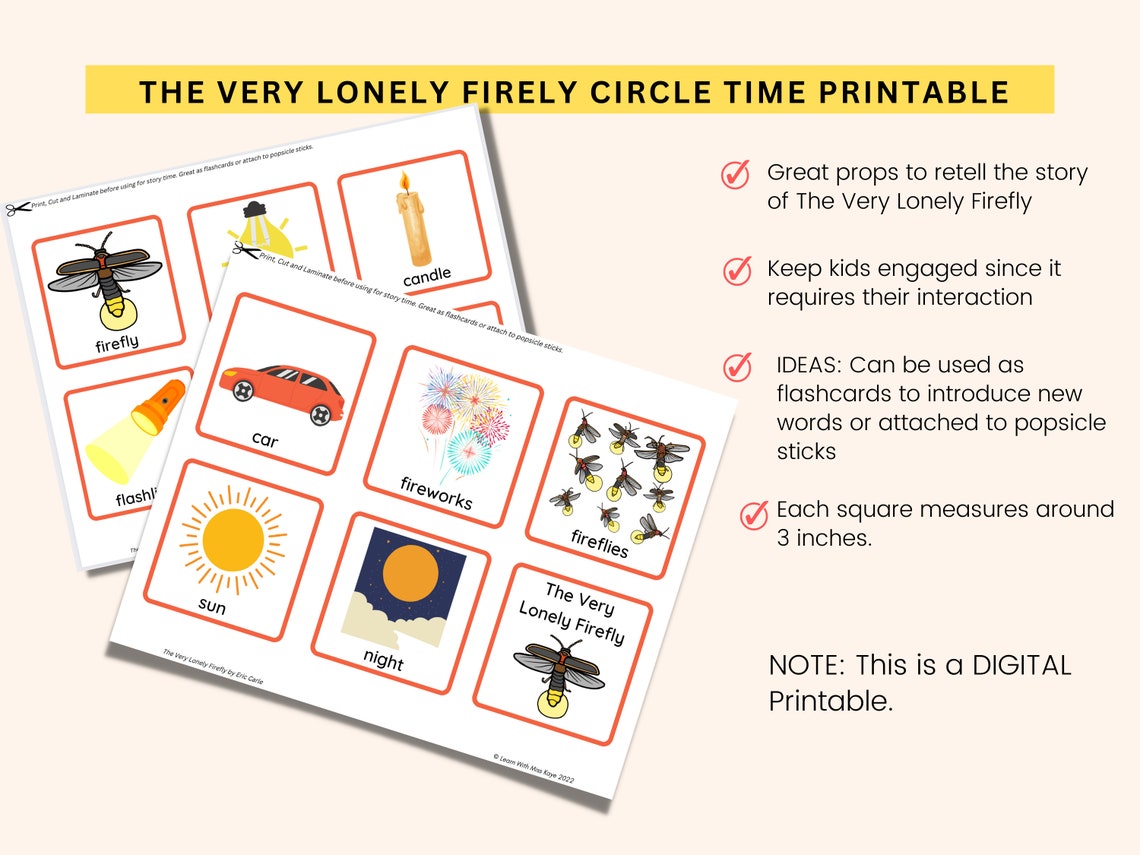 Circle Time Props - Eric Carle the Very Lonely Firefly | Speech Therapy ...