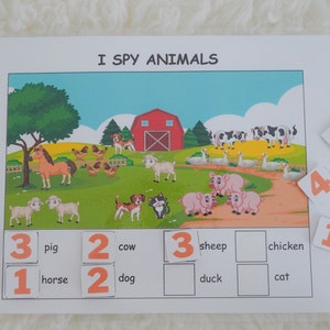 Farm Animals Activity Worksheet for Toddler Busy Book | Preschool ...