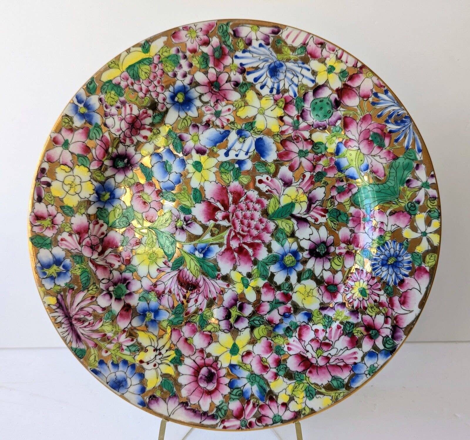 Antique Chinese Famille Rose Millefiori Porcelain Gold Peony Flower ...