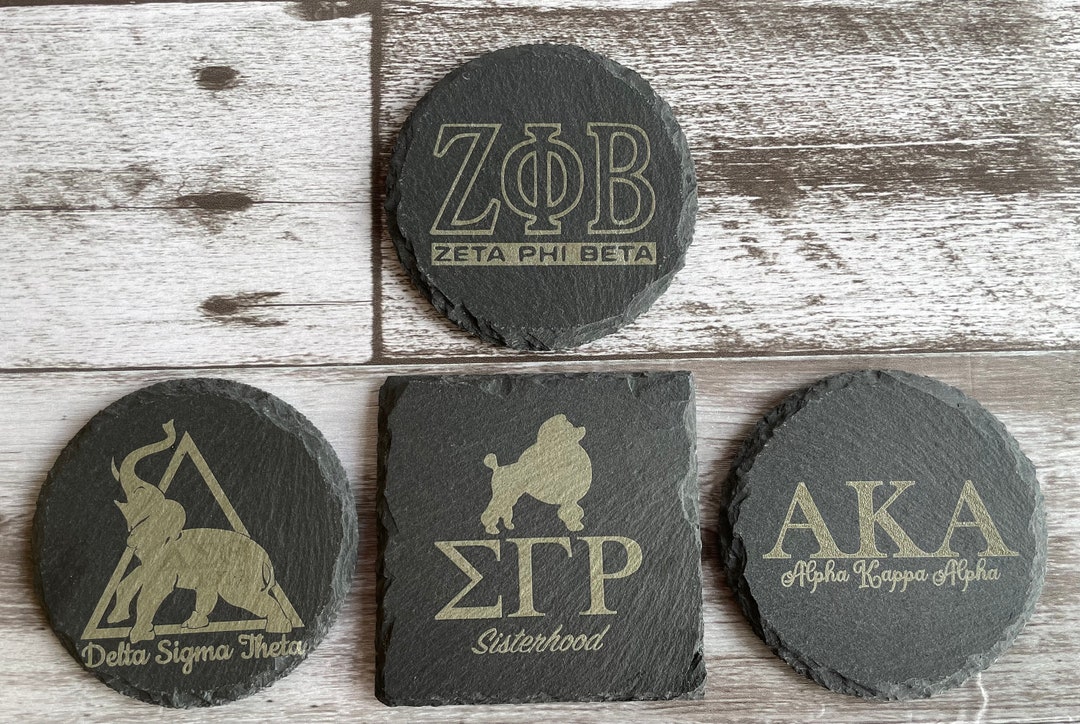 Sorority Slate Coasters Set, Sigma Gamma Rho, Alpha Kappa Alpha, Zeta ...