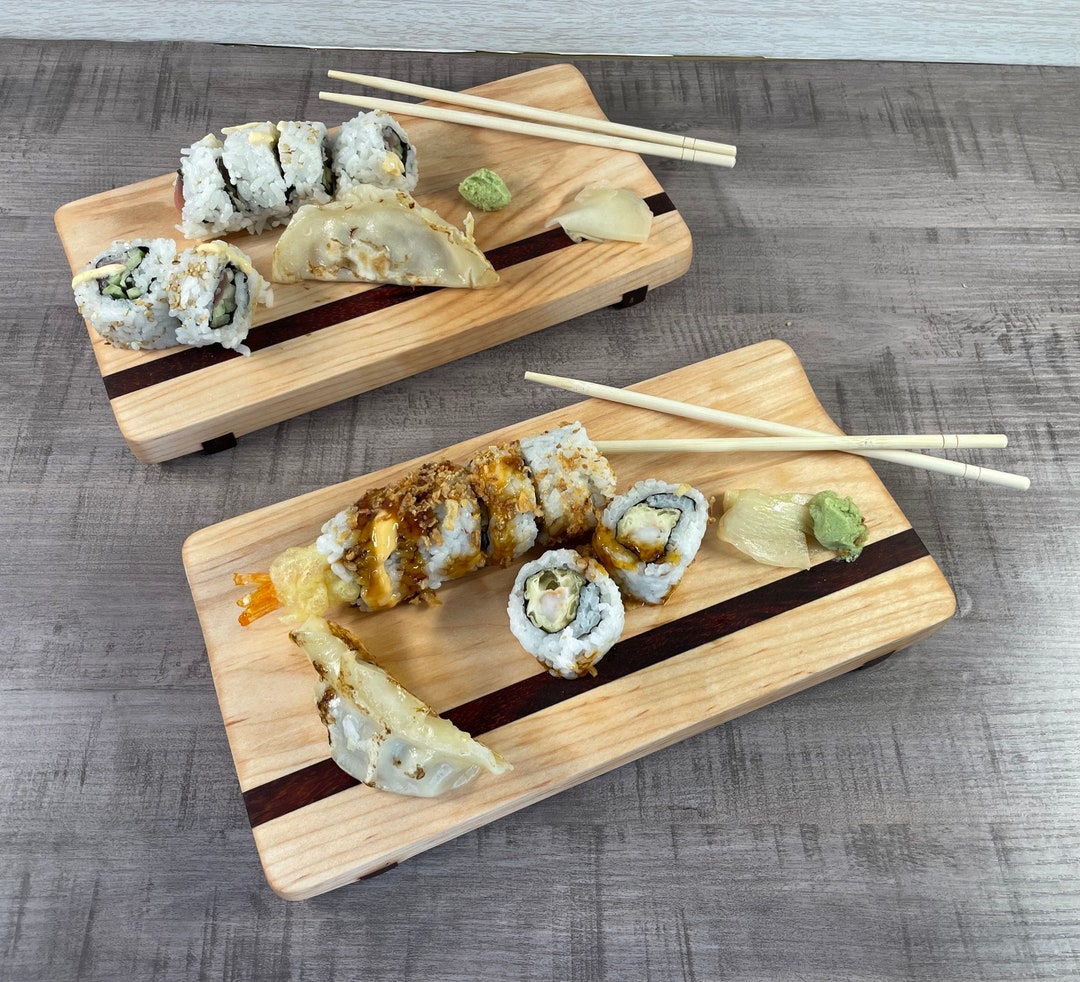 Exotic Wood Sushi/sashimi Serving Board Set, Sushi Plate Set, Japanese ...