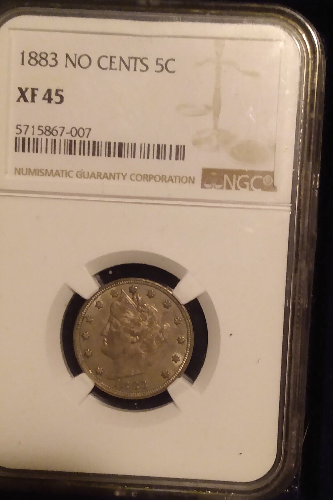 2 Coin NGC Graded Xf45 1883 v Nickels Set . With Cents and Without ...