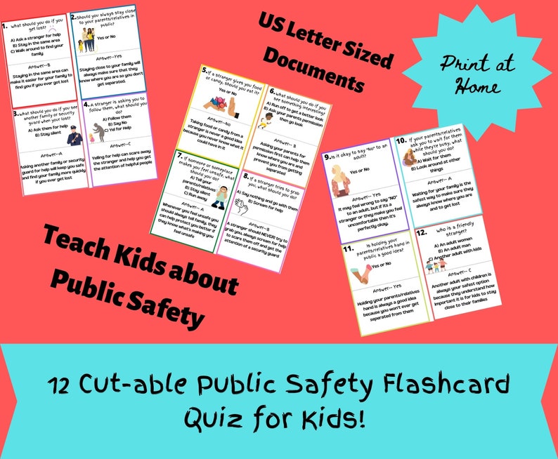 Public Safety Flashcard Quiz for Kids Teach Your Child the Importance ...