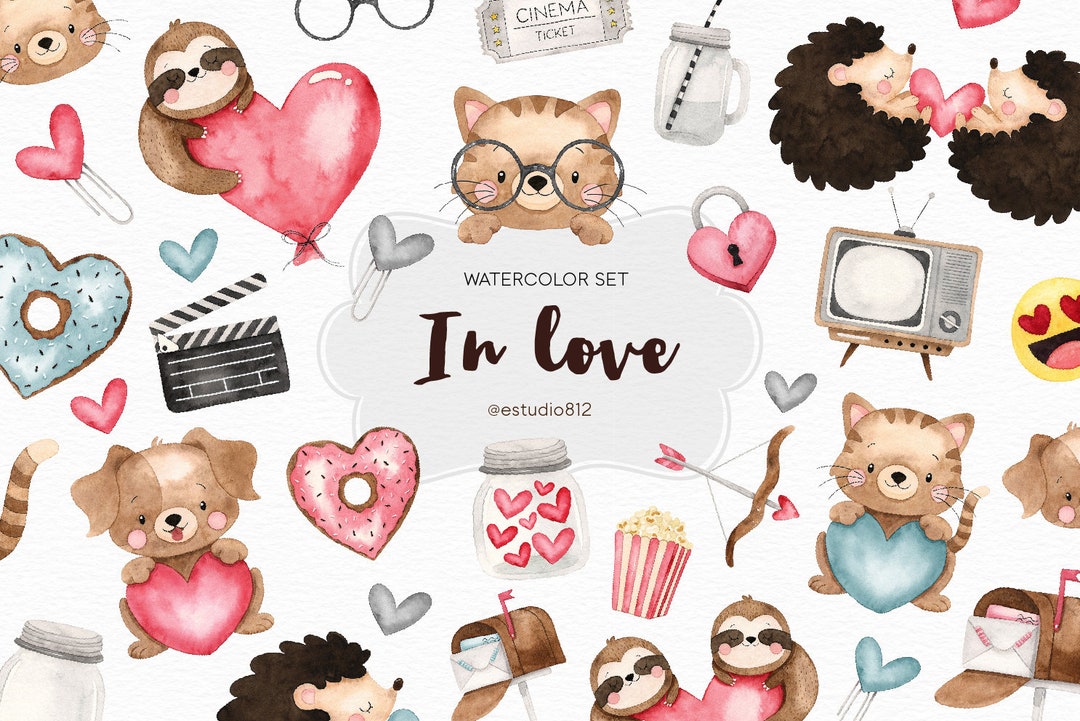 Love Clipart, Woodland Animals Watercolor Digital Clipart, Forest ...