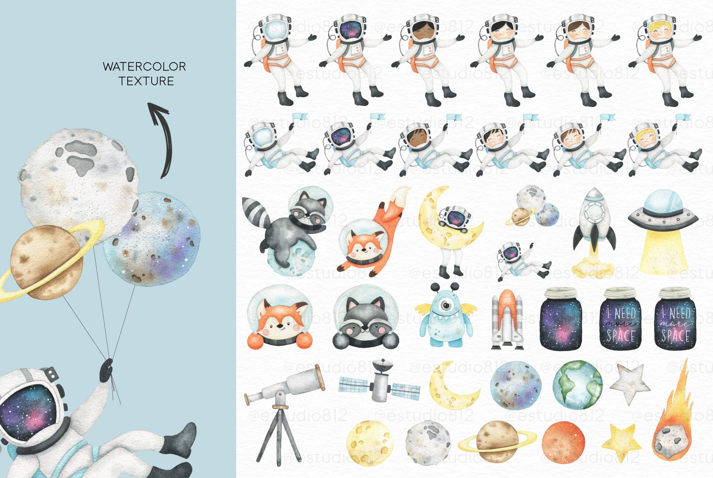 Space Astronaut Clipart Planet Clip Art Digital Download - Etsy