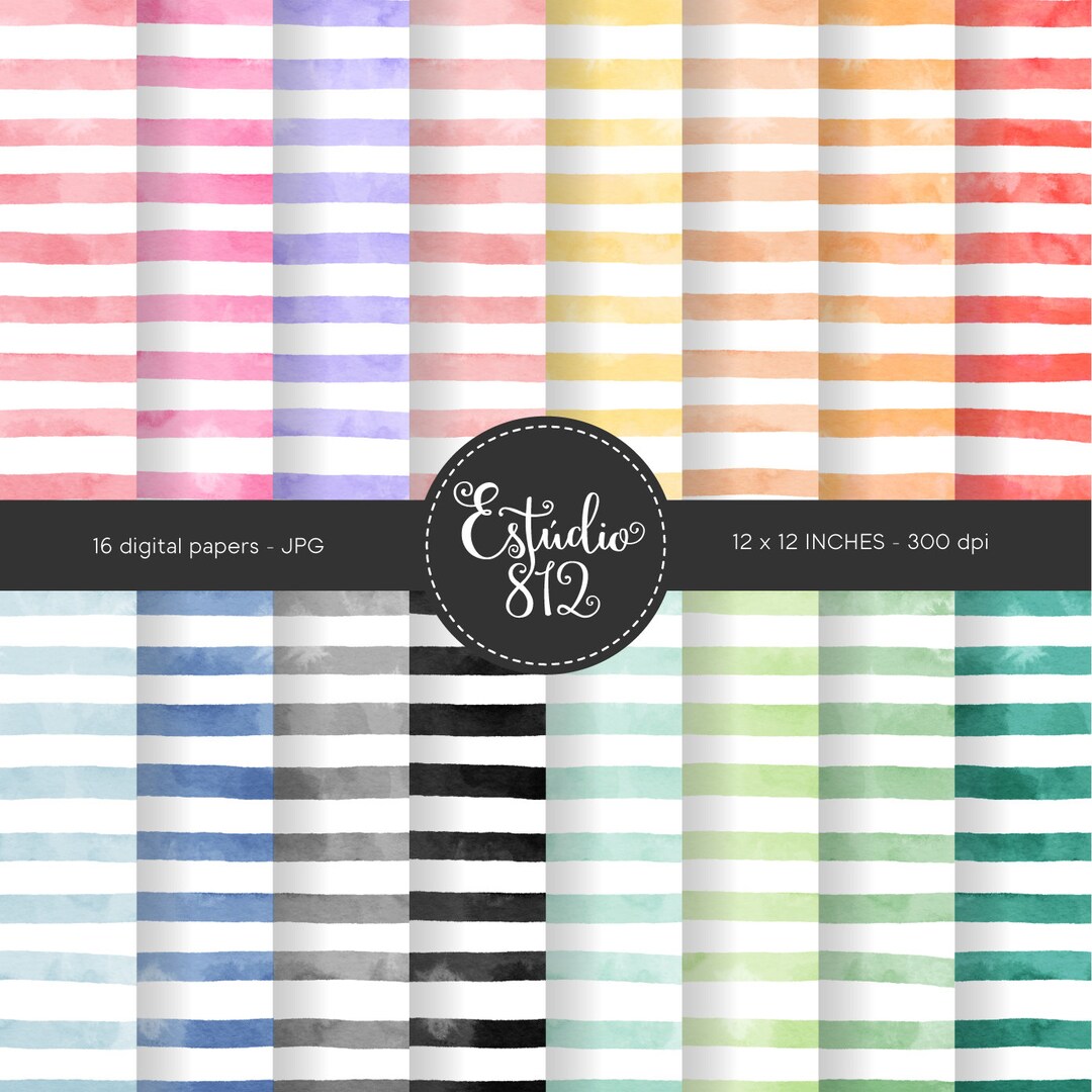 Watercolor Stripes Digital Paper - Etsy