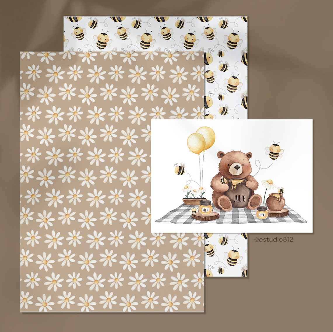 Bear and Bees Watercolor Clipart Bundle: Bear, Bees, Honey, Tree ...