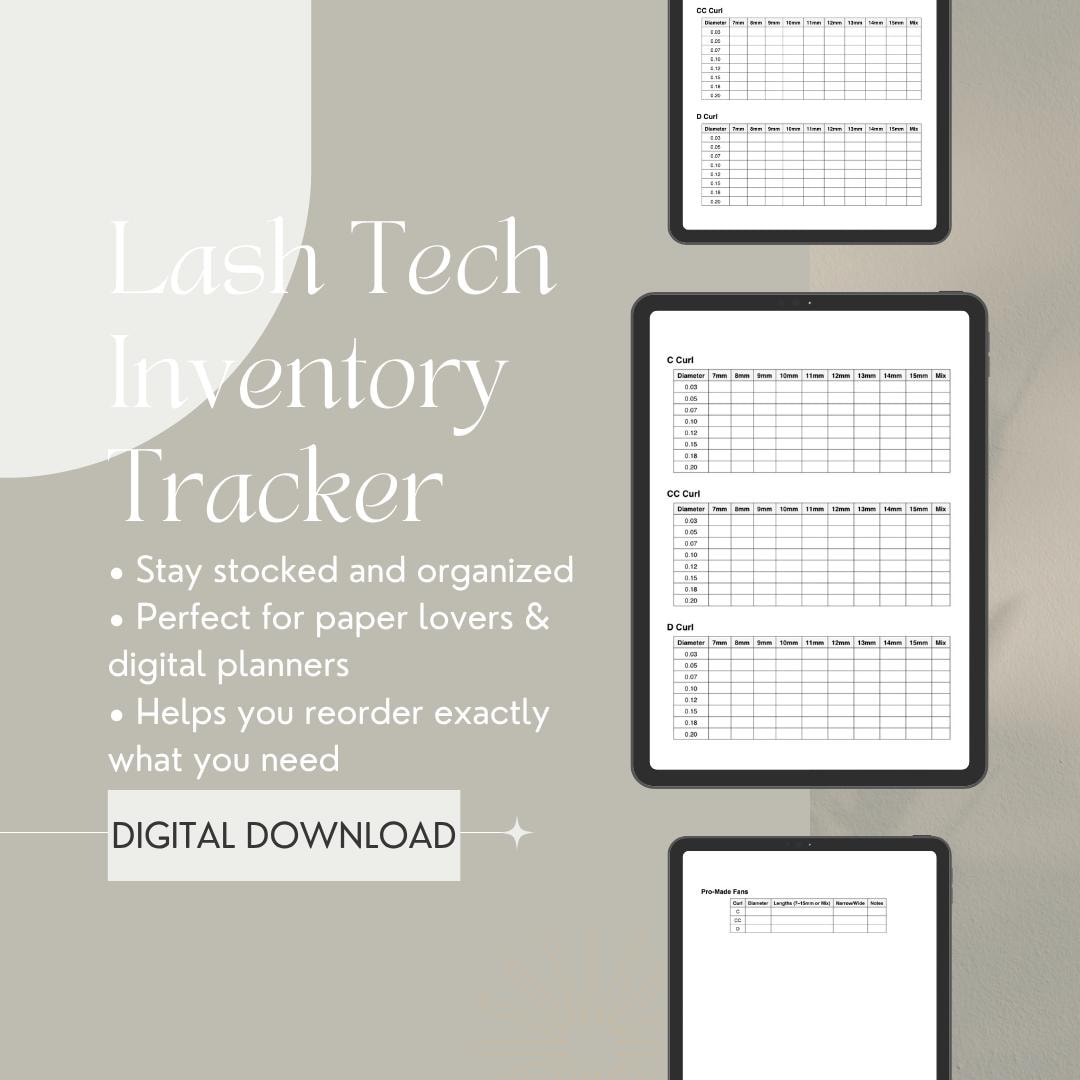 Lash Tech Inventory Tracker | Lash Extension Supply Log | Eyelash ...