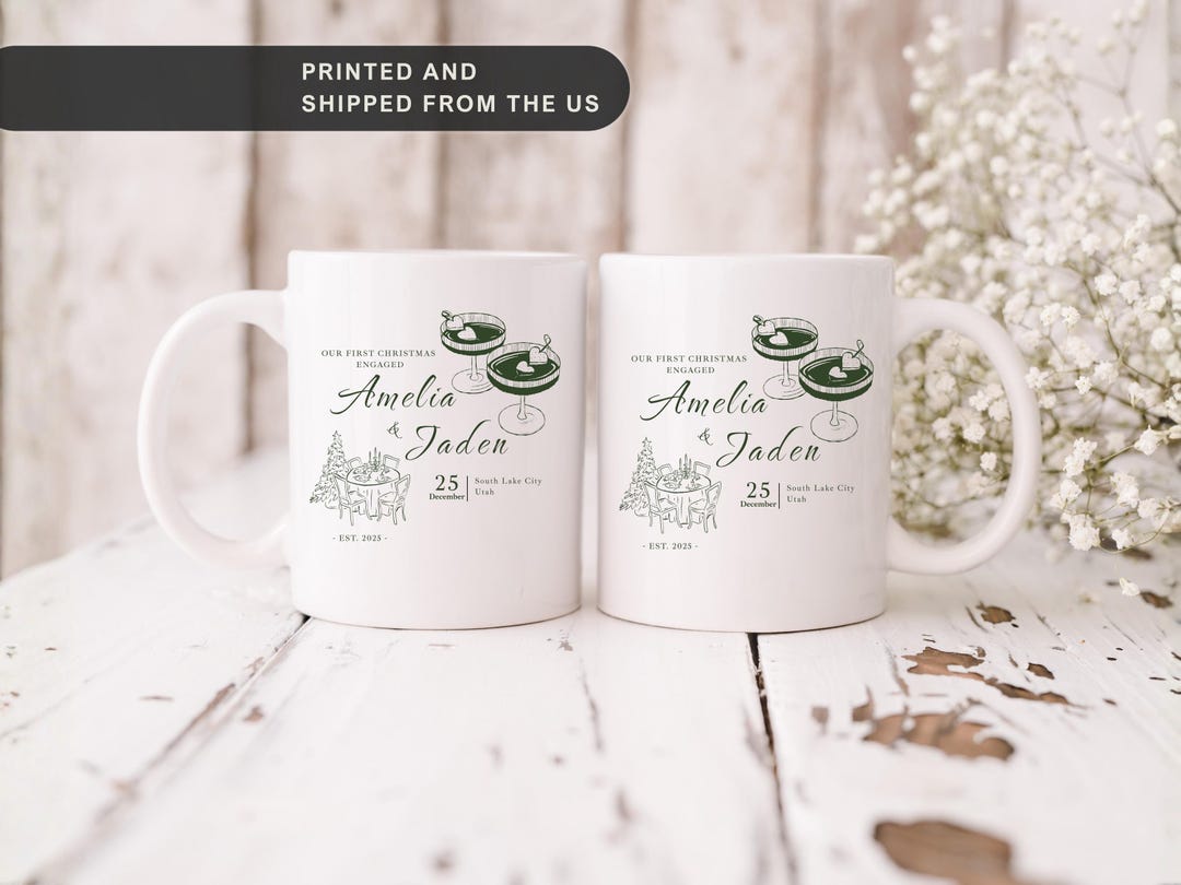 Personalized Engagement Mug, Our First Christmas as Engaged, Custom ...