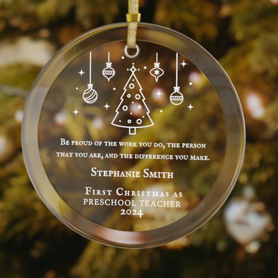 First Job as a Preschool Teacher Personalized Gift Glass Ornament ...
